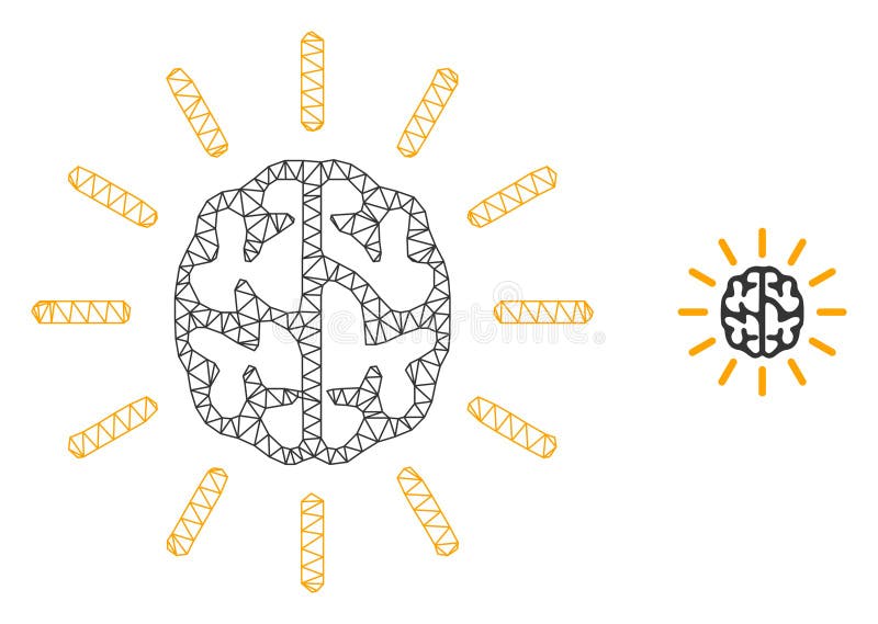 Polygonal 2D Mesh Mind Light Icon Stock Vector - Illustration of bright ...