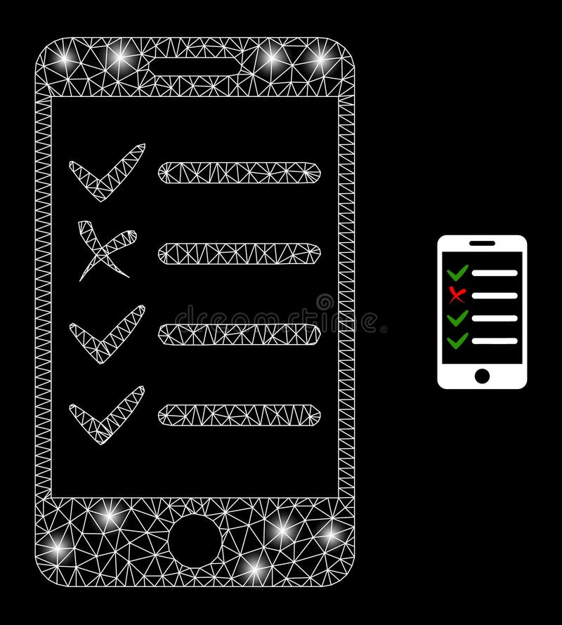 Polygonal 2D Mesh Mobile Check List with Glare Spots Stock Vector ...
