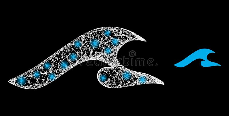 Polygonal 2D Mesh Tsunami with Light Spots Stock Vector - Illustration ...