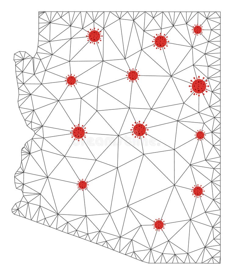 Polygonal 2D Mesh Vector Arizona State Map with Coronavirus Stock ...
