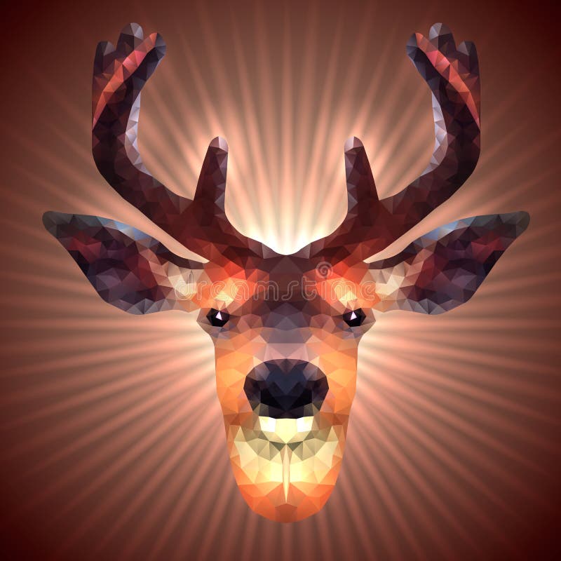 Abstract Bright Red and Ginger Polygonal Geometric Triangle Fox Set ...