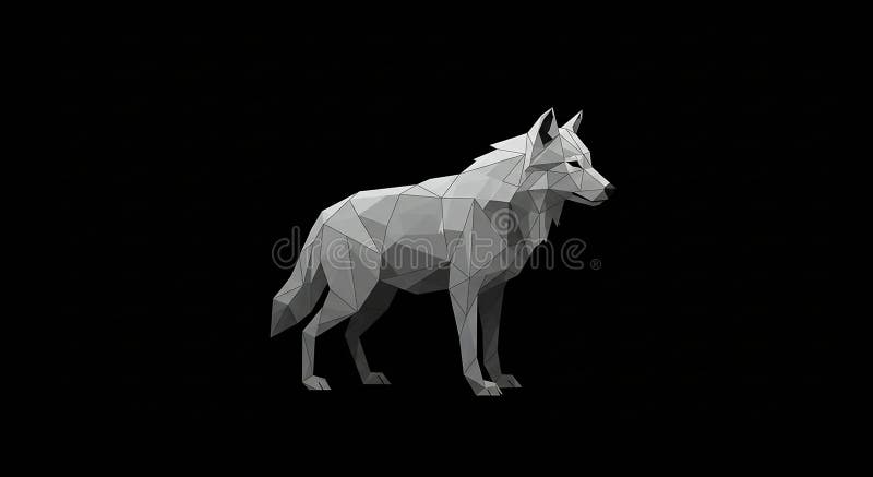 Polygonal Depiction of a Wolf Crafted from Interlocking Geometric ...