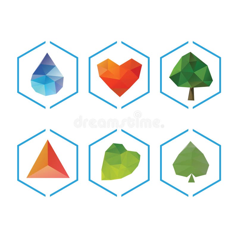 Polygonal Design Set with Triangular Polygons Stock Vector ...