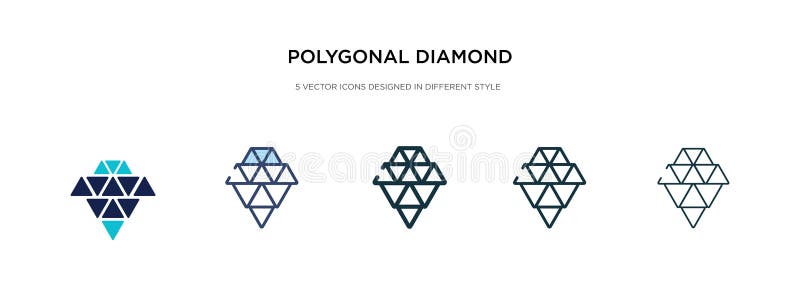 Polygonal Diamond Shape of Small Triangles Icon in Different Style ...