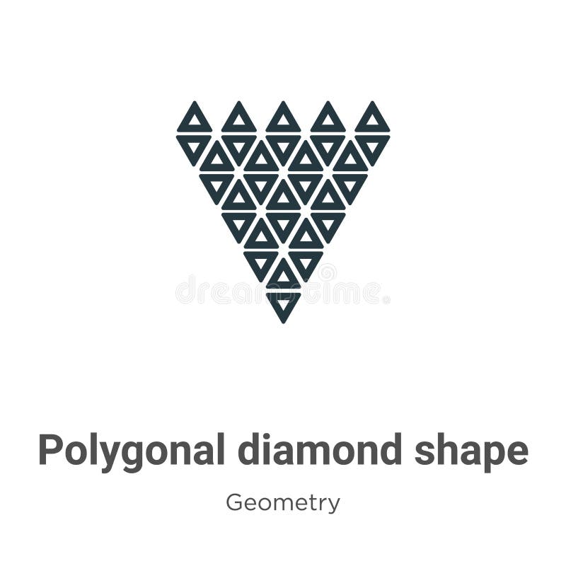 Polygonal Diamond Shape of Small Triangles Outline Vector Icon. Thin ...