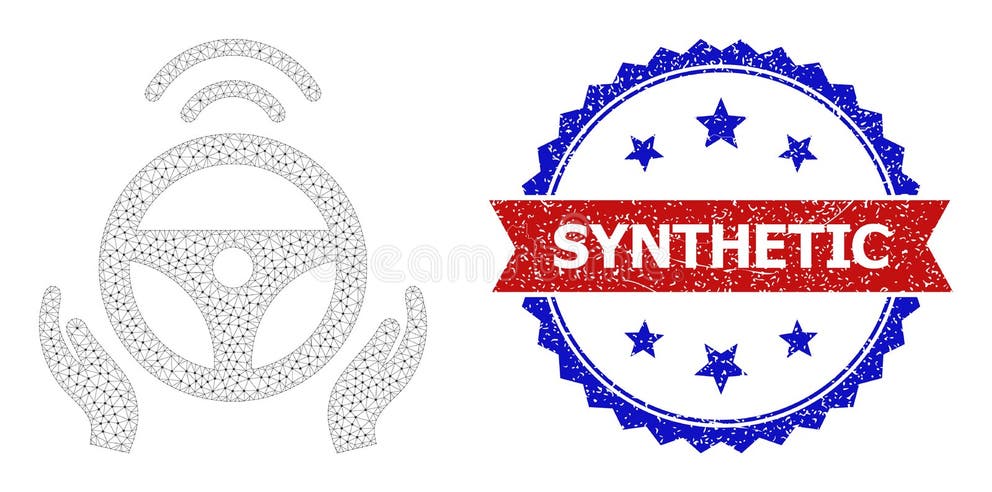 Triangular Mesh Driverless Car Icon and Unclean Bicolor Synthetic ...