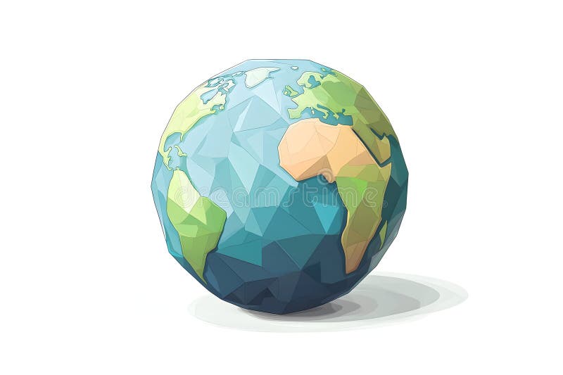 Polygonal Earth Illustration with Geometric Design on White Background ...