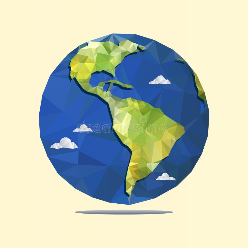 Polygonal Earth, Polygon Triangular Planet Vector Stock Vector ...