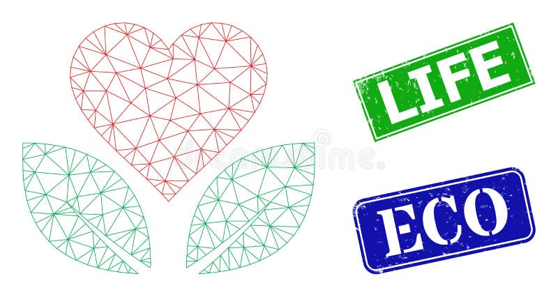 Grunged Life Imprints and Triangular Mesh Eco Life Icon Stock Vector ...