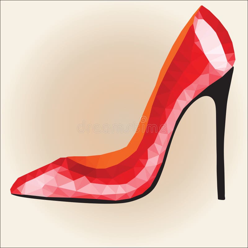 Polygonal elegant red shoe stock vector. Illustration of triangular ...
