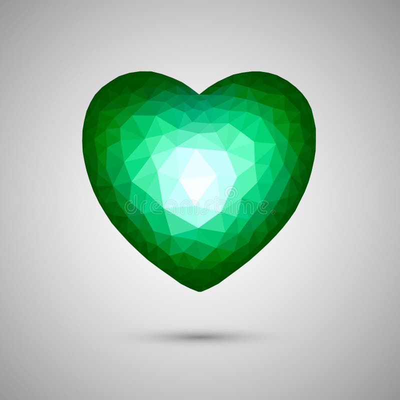 Polygonal Emerald Crystal Heart Stock Vector - Illustration of creative ...