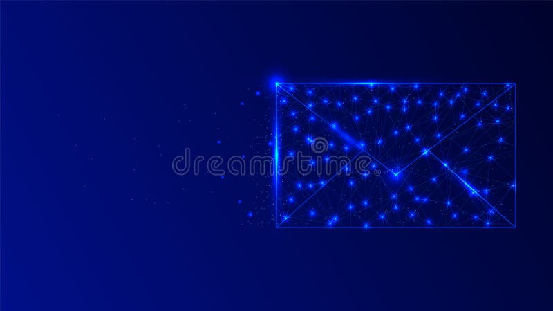 Polygonal Envelope in Blue Background with Lights. Use for Modern ...