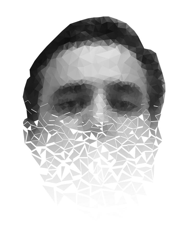 Polygonal Face of a Man Crumbling To Pieces Stock Vector - Illustration ...