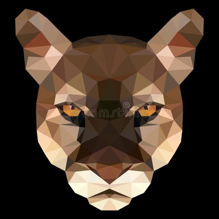 Polygonal face of puma stock vector. Illustration of color - 90604022