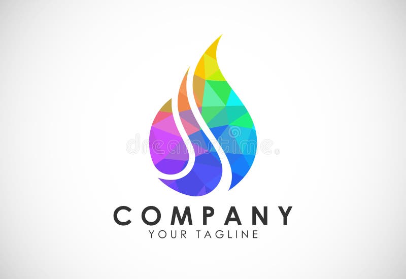 Polygonal Fire Flame Logo. Colorful Low Poly Flame Logo. Low Poly ...