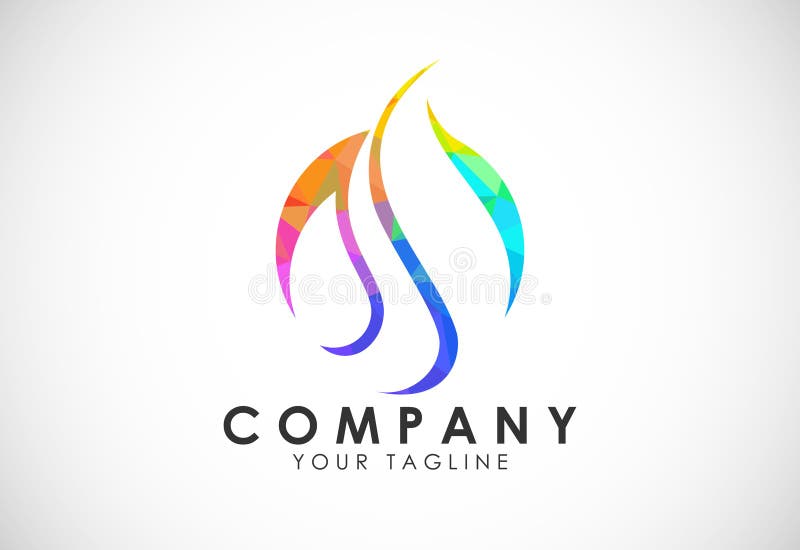 Polygonal Fire Flame Logo. Colorful Low Poly Flame Logo. Low Poly ...