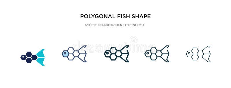 Polygonal Fish Shape of Small Triangles Icon in Different Style Vector ...