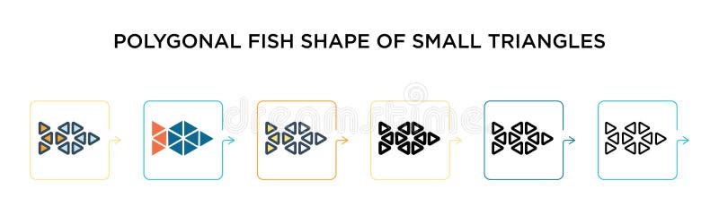 Polygonal Fish Shape of Small Triangles Vector Icon in 6 Different ...