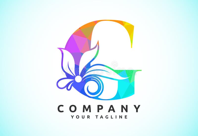 Polygonal Floral Letter G. Low Poly Style Alphabet with Botanical ...