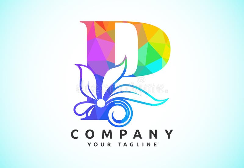 Polygonal Floral Letter P. Low Poly Style Alphabet with Botanical ...