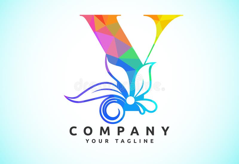 Polygonal Floral Letter Y. Low Poly Style Alphabet with Botanical ...