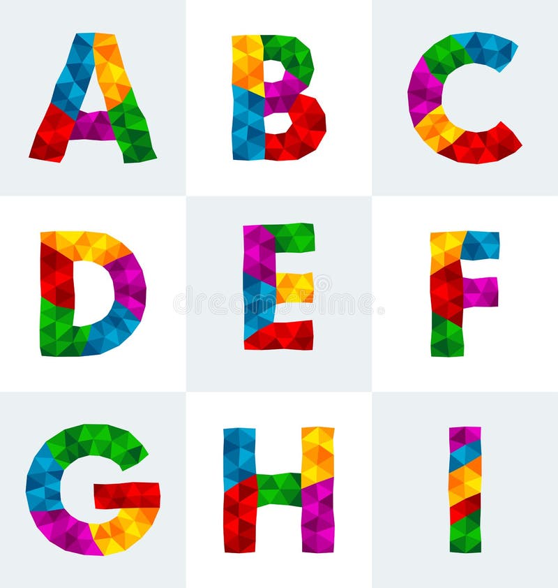 Polygon Alphabet Colorful Font Style. Stock Vector - Illustration of ...