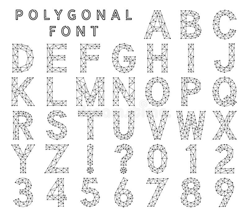 Polygonal Font Made from Lines and Dots Stock Vector - Illustration of ...