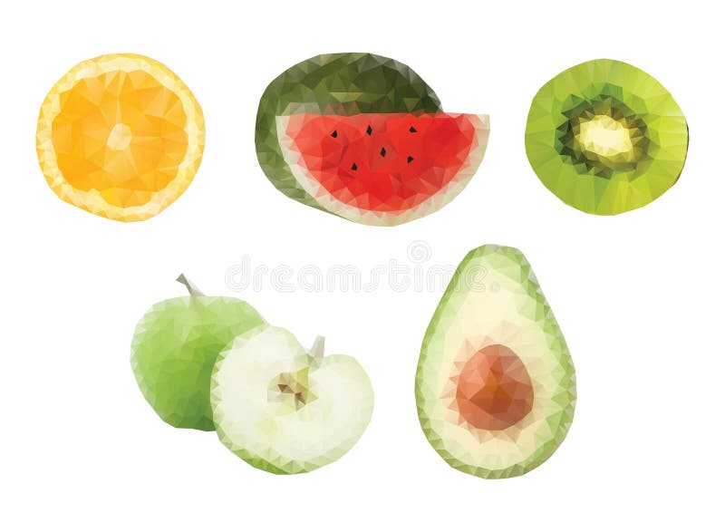 Polygonal Fruits Collection. Vector Concept Colorful Illustration ...