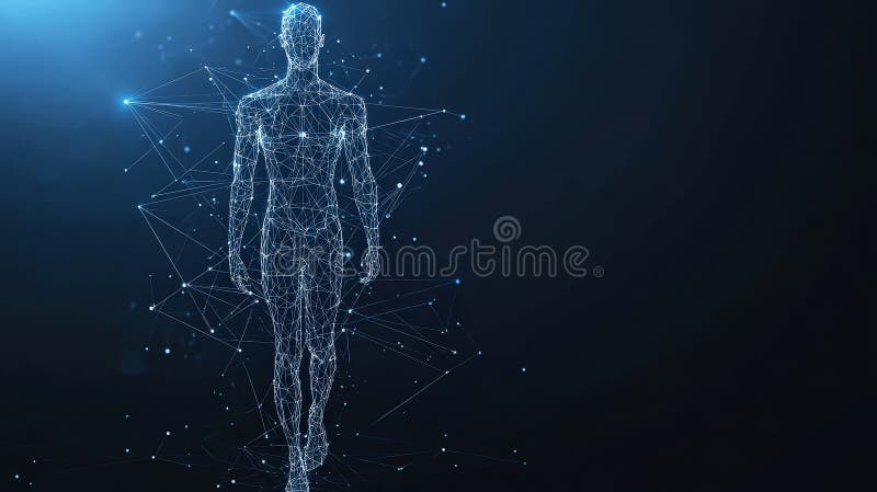 Polygonal Futuristic Mesh with Human Body Model. Artificial ...