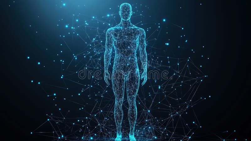 Polygonal Futuristic Mesh with Human Body Model. Artificial ...