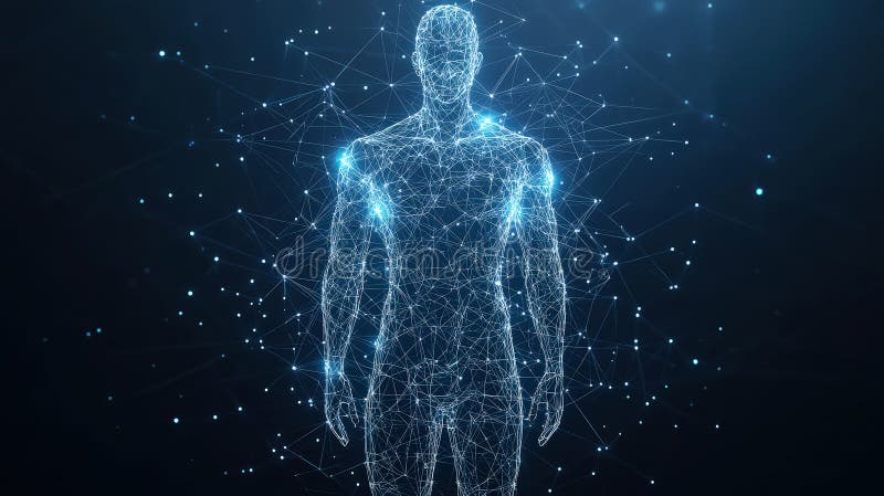 Polygonal Futuristic Mesh with Human Body Model. Artificial ...