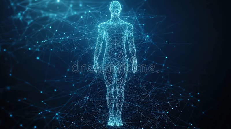 Polygonal Futuristic Mesh with Human Body Model. Artificial ...