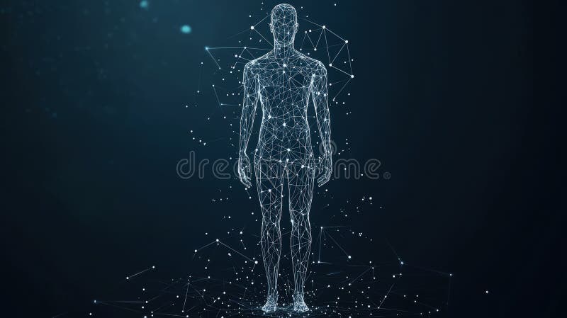 Polygonal Futuristic Mesh with Human Body Model. Artificial ...