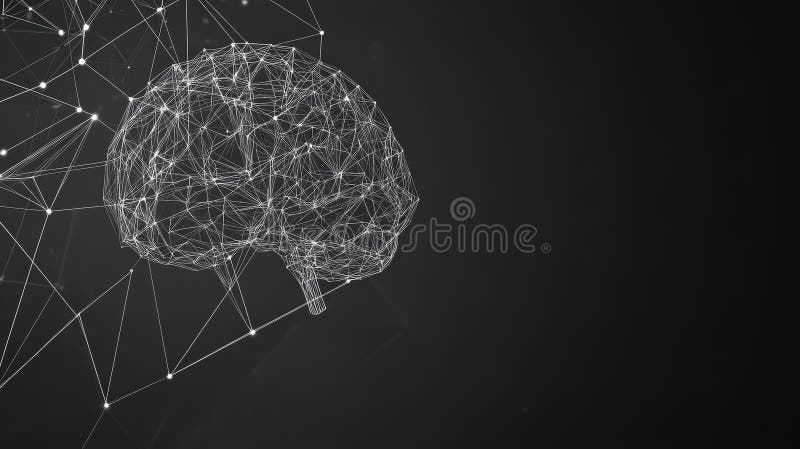 Polygonal Futuristic Mesh with Human Brain Model. Artificial ...