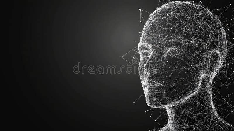Polygonal Futuristic Mesh with Human Head Model. Artificial ...