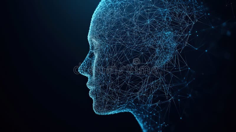 Polygonal Futuristic Mesh with Human Head Model. Artificial ...