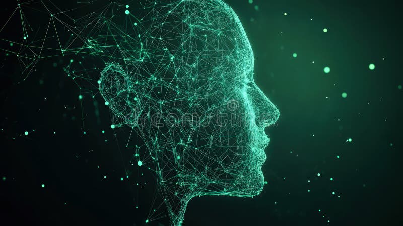 Polygonal Futuristic Mesh with Human Head Model. Artificial ...