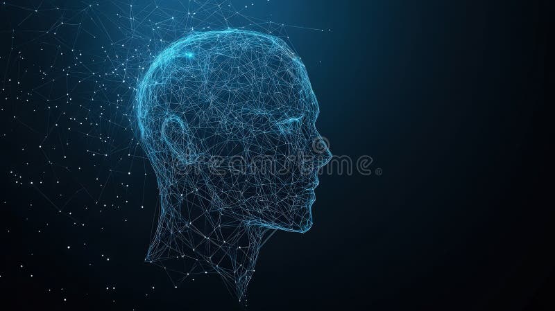 Polygonal Futuristic Mesh with Human Head Model. Artificial ...