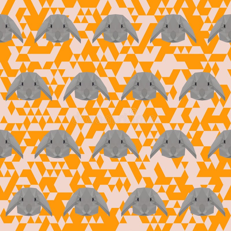 Polygonal Geometric Abstract Rabbit Seamless Pattern Vector Back Stock ...