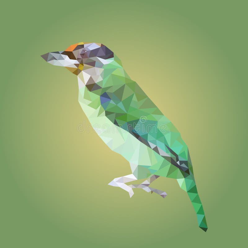Polygonal Greater Green Leafbird, Polygon Geometric Animal Stock Vector ...