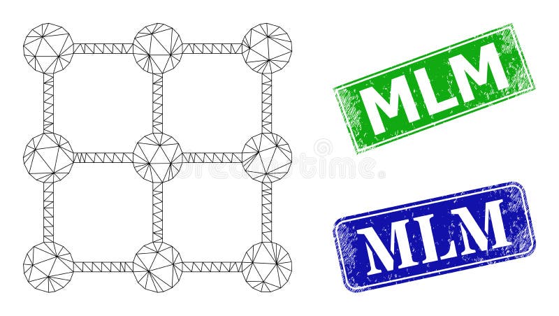 Textured Mlm Badges and Triangular Mesh Grid Nodes Icon Stock Vector ...