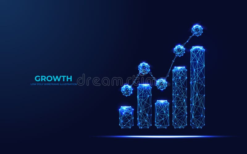 Polygonal Growing Bar Graph in Technology Blue on a Dark Background ...