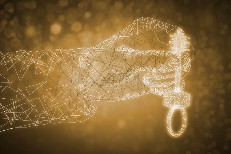 Polygonal hand holding key stock illustration. Illustration of network ...