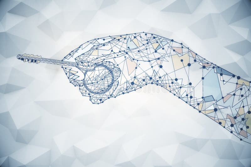 Polygonal hand holding key stock illustration. Illustration of password ...