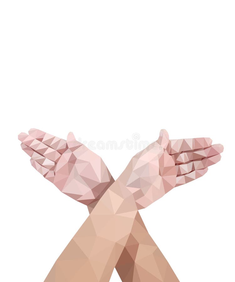 Polygon Hand, Polygonal Hand Made Winged Symbol Representing Love and ...
