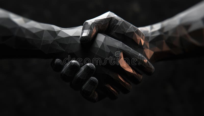 Polygonal Handshake in Abstract Style with Dark Background Stock Photo ...