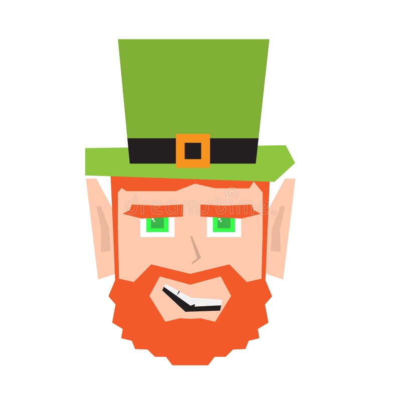 Polygonal Happy Irish Elf Head Stock Vector - Illustration of ...