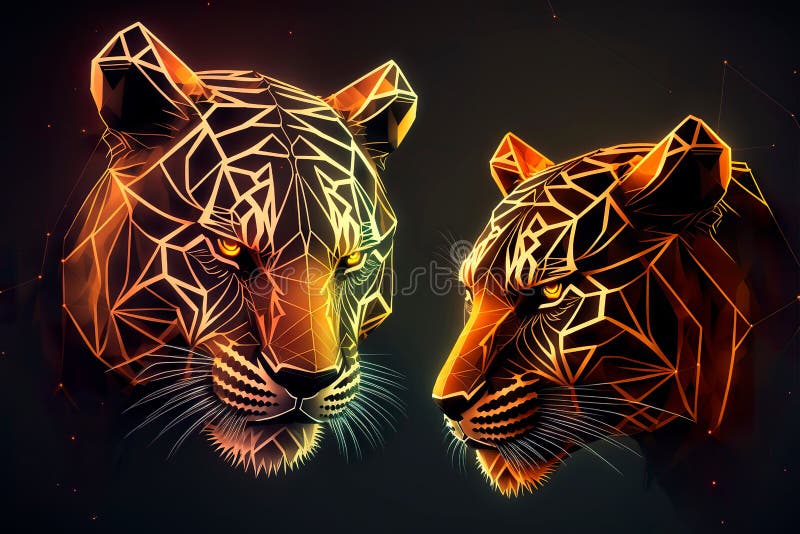 Polygonal Heads Tiger.Futuristic Modern Abstract Background Stock ...