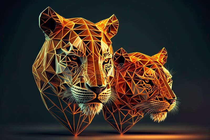 Polygonal Heads Tiger.Futuristic Modern Abstract Background Stock ...