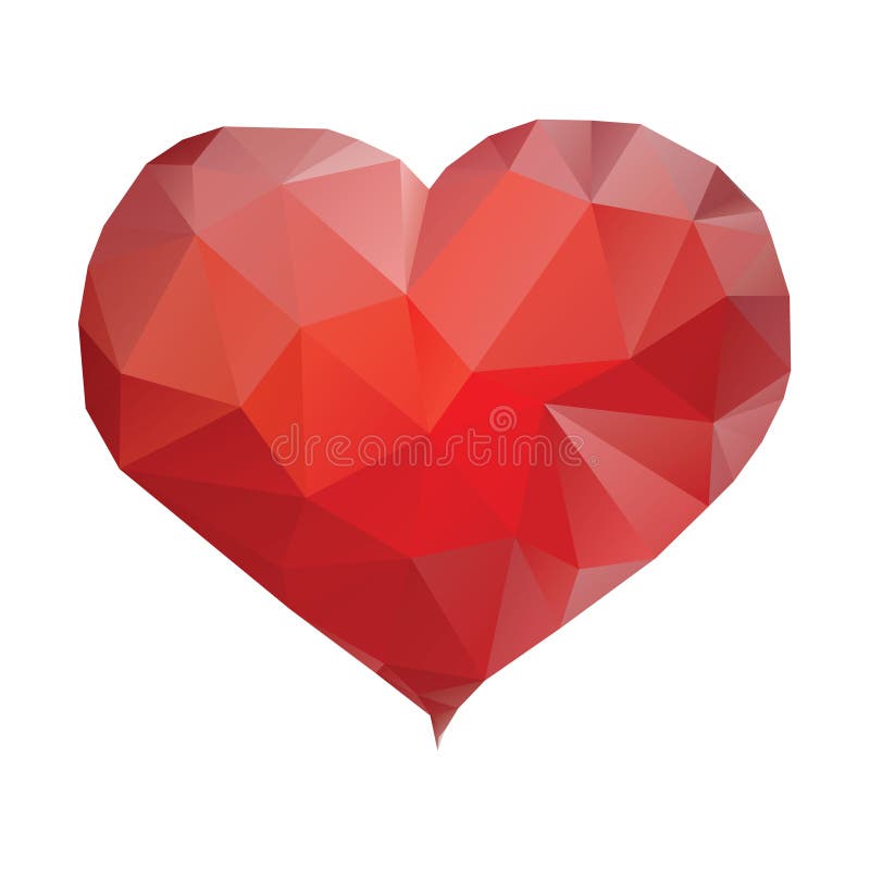 Polygonal heart isolated stock illustration. Illustration of bright ...